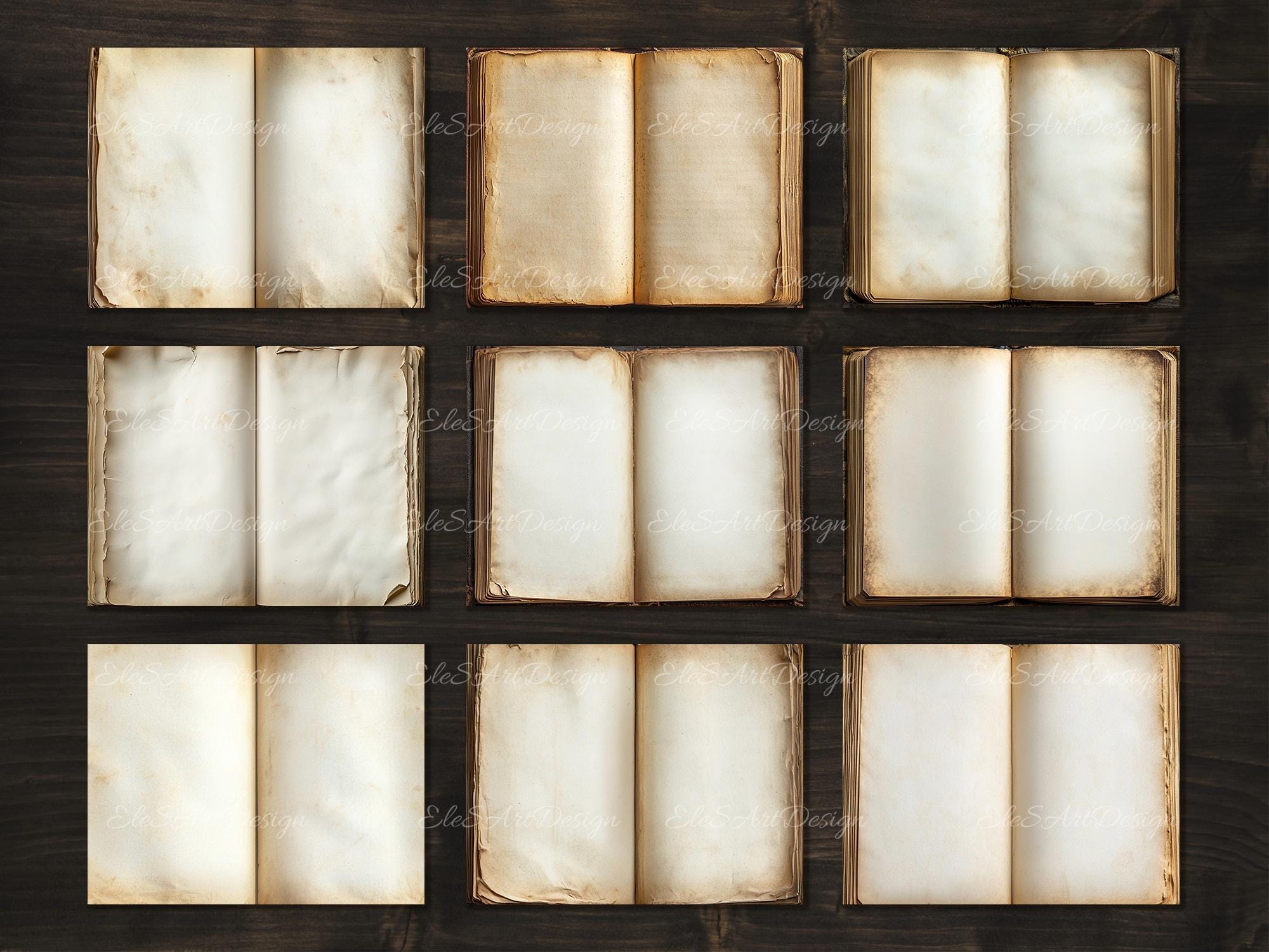 Open Empty Junk Journal Pages. Vintage Blank Papers With Frames Copy ...