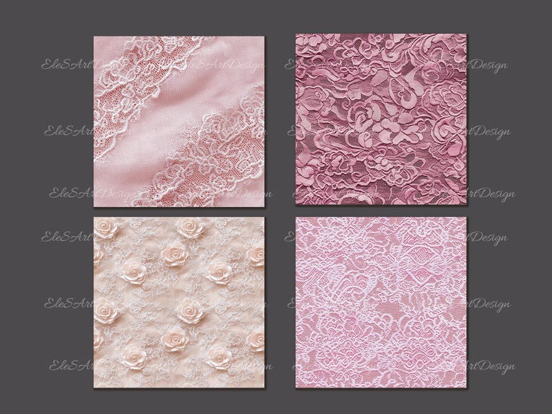 Blush Pink Girly Lace Seamless Pattern. Ruffles, Hearts. Digital Paper ...
