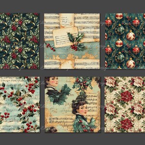 Victorian Vintage Christmas Seamless Pattern. Texture Digital Craft ...