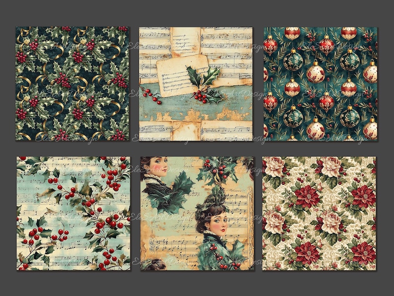 Victorian Vintage Christmas Seamless Pattern. Texture Digital Craft ...