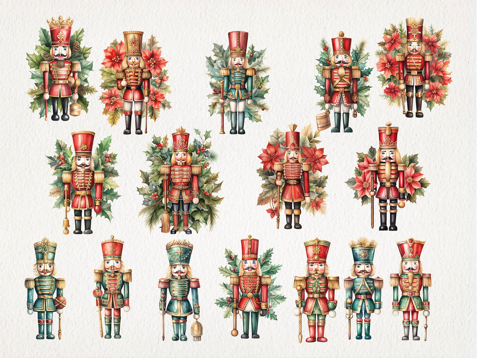 Nutcracker Christmas Winter Watercolor Clipart PNG Bundle. AI ...
