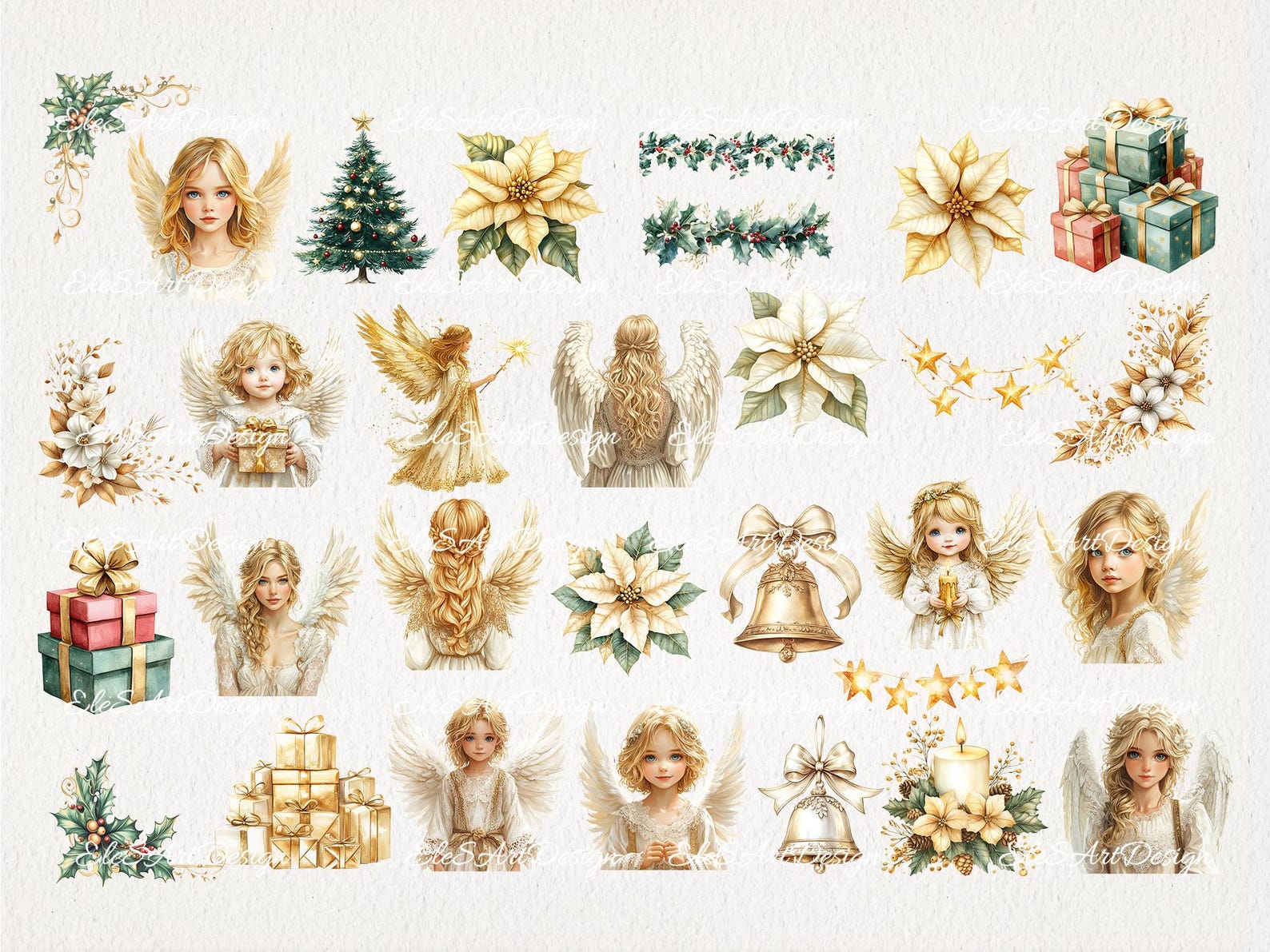 Christkind Watercolor Clipart PNG Bundle. Christmas Angel. Instant ...