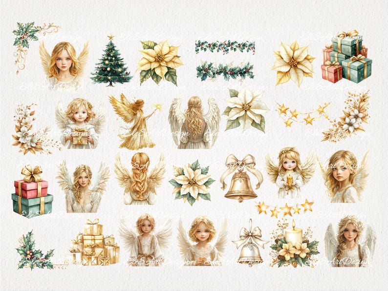 Christkind Watercolor Clipart PNG Bundle. Christmas Angel. Instant ...