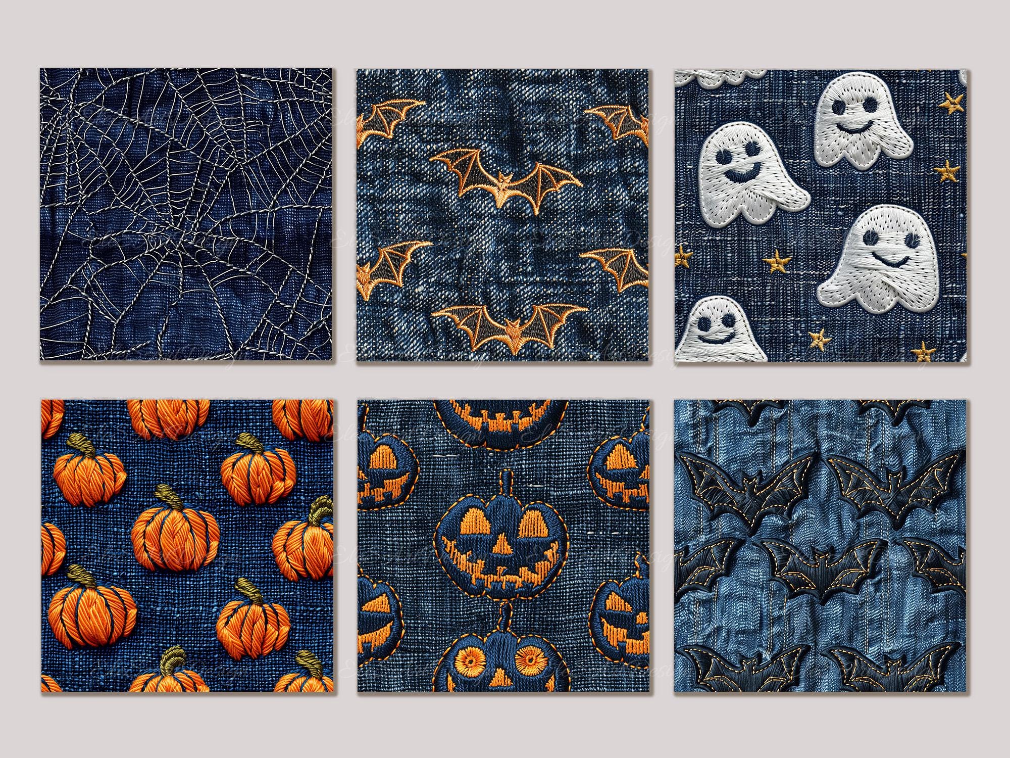 Halloween Jeans Denim Seamless Pattern Paper Pages. Commercial Use ...