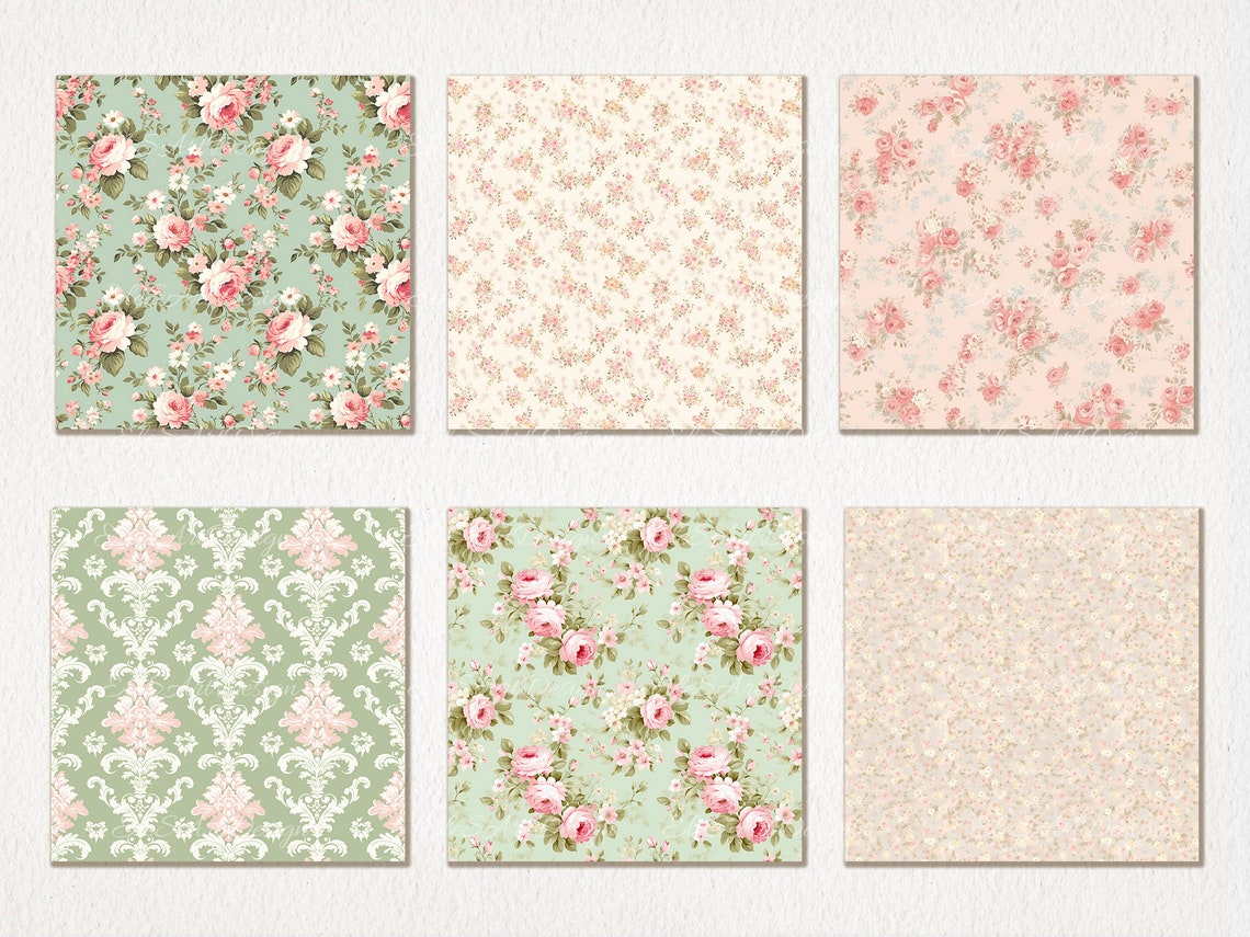 Shabby Chic Seamless Pattern Paper Pages. Vintage Fabric. Commercial ...