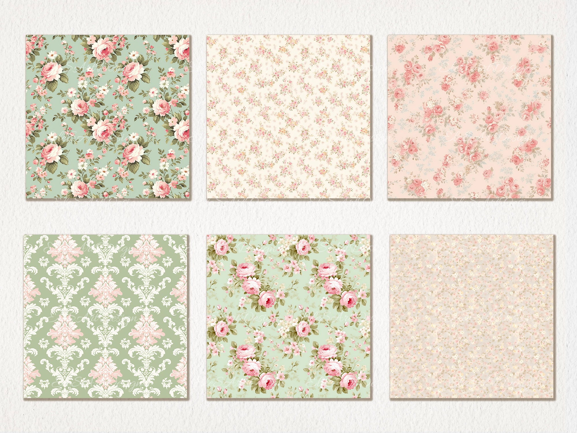 Shabby Chic Seamless Pattern Paper Pages. Vintage Fabric. Commercial ...