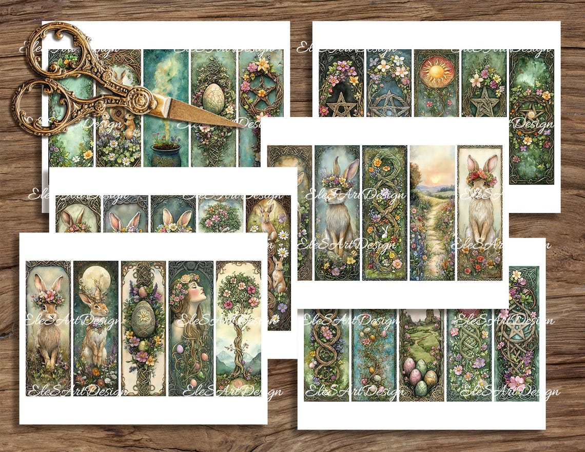 Ostara Printable Bookmarks. Wicca Wiccan Pagan Celtic Magic. Ephemera ...