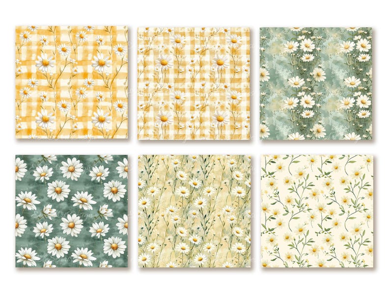 Daisy Flowers Watercolor Floral Seamless Pattern. Digital Craft Paper ...