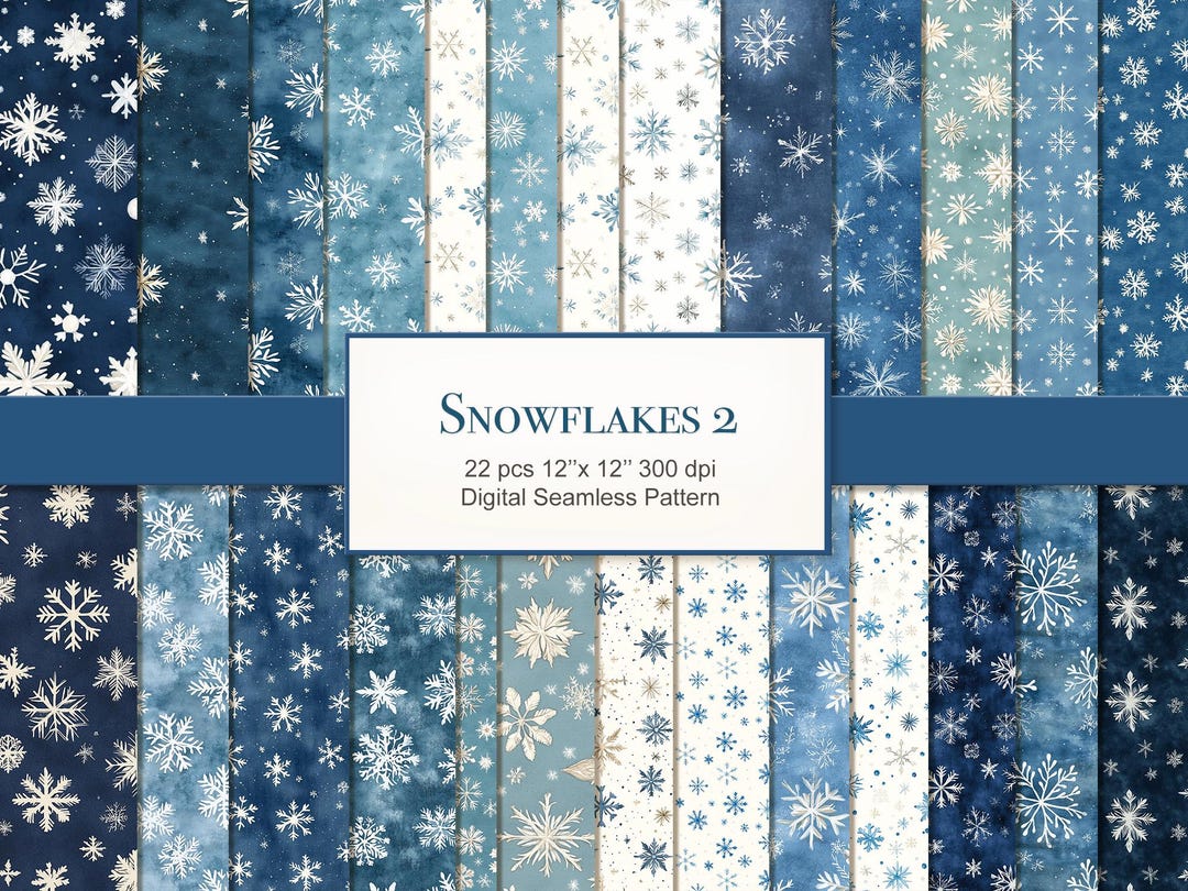 Simple Snowflakes Blue White Winter Seamless Watercolor Pattern ...