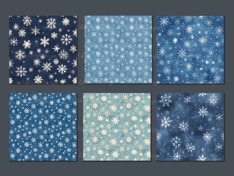 Simple Snowflakes Blue White Winter Seamless Watercolor Pattern ...
