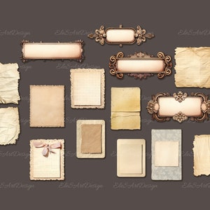 70 PNG Empty Notes. Vintage Beige Frames Labels Tags for Junk Journal ...