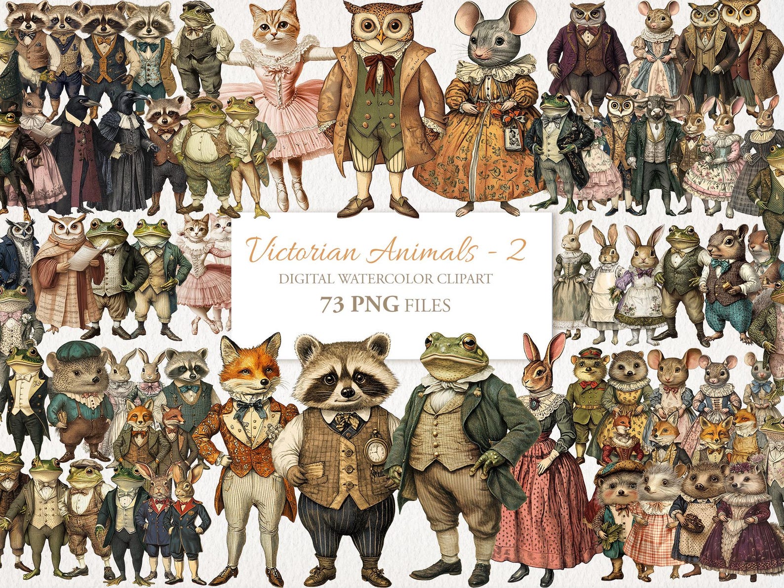 Victorian Animals Paper Dolls Clipart. Vintage Illustrations. for Junk ...