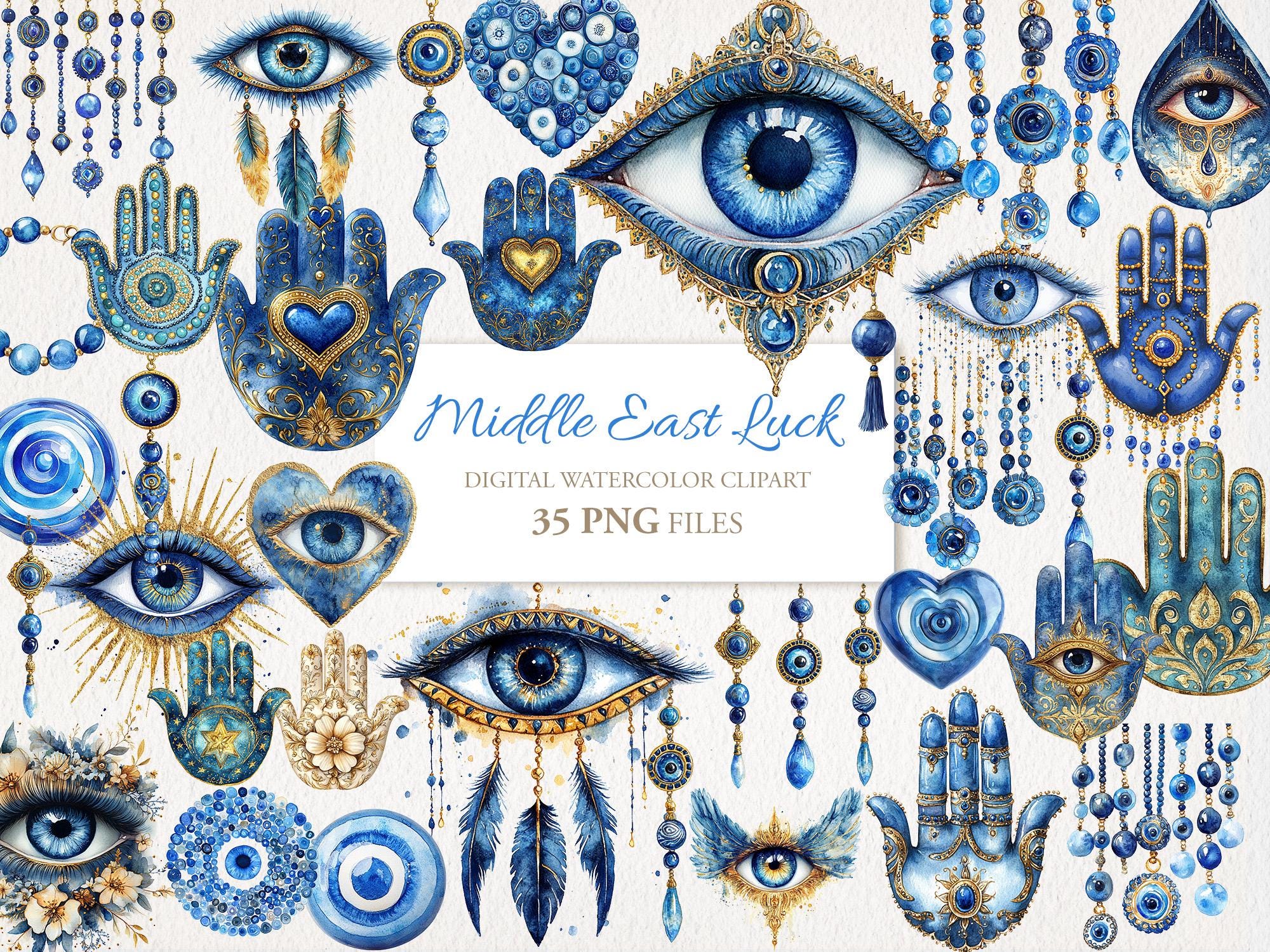 Middle East Blue Luck Symbol Lucky Clipart PNG Bundle. AI Illustration ...
