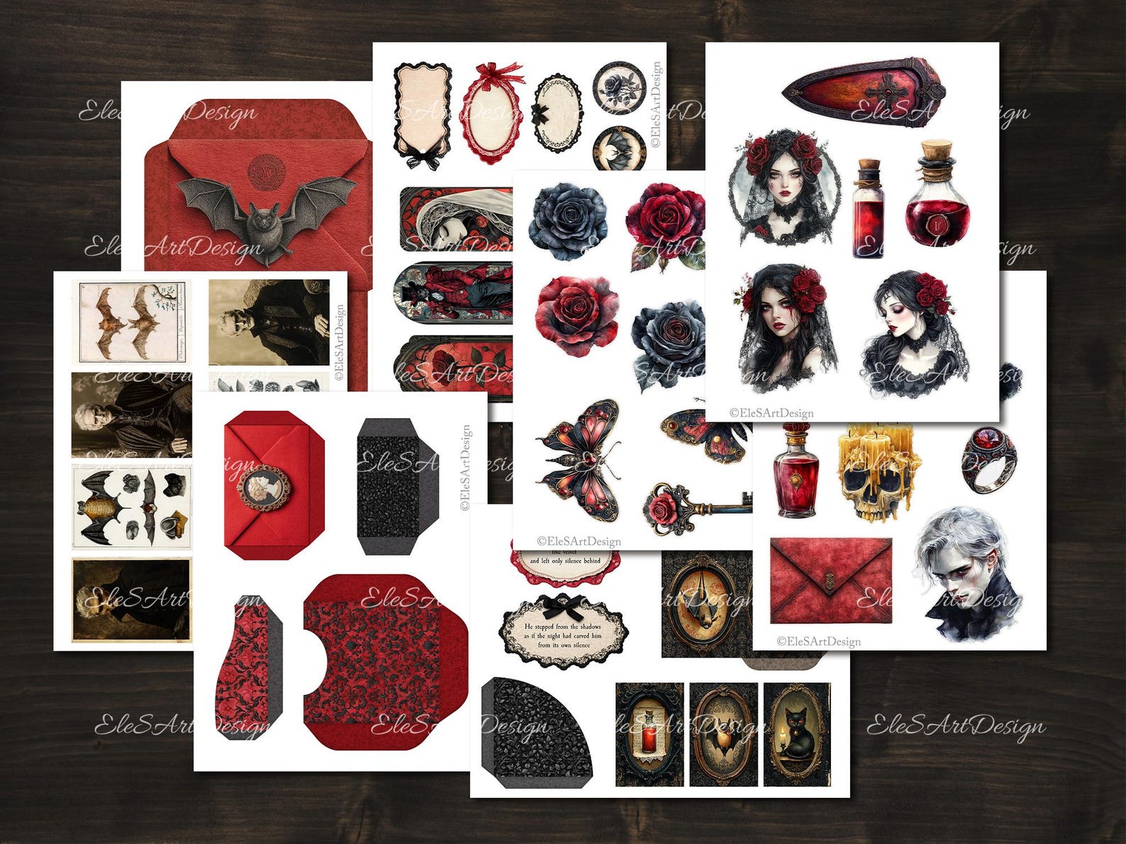 Vampire Grimoire Junk Journal Kit. Gothic Fussy Cuts, Ephemera, Pages ...