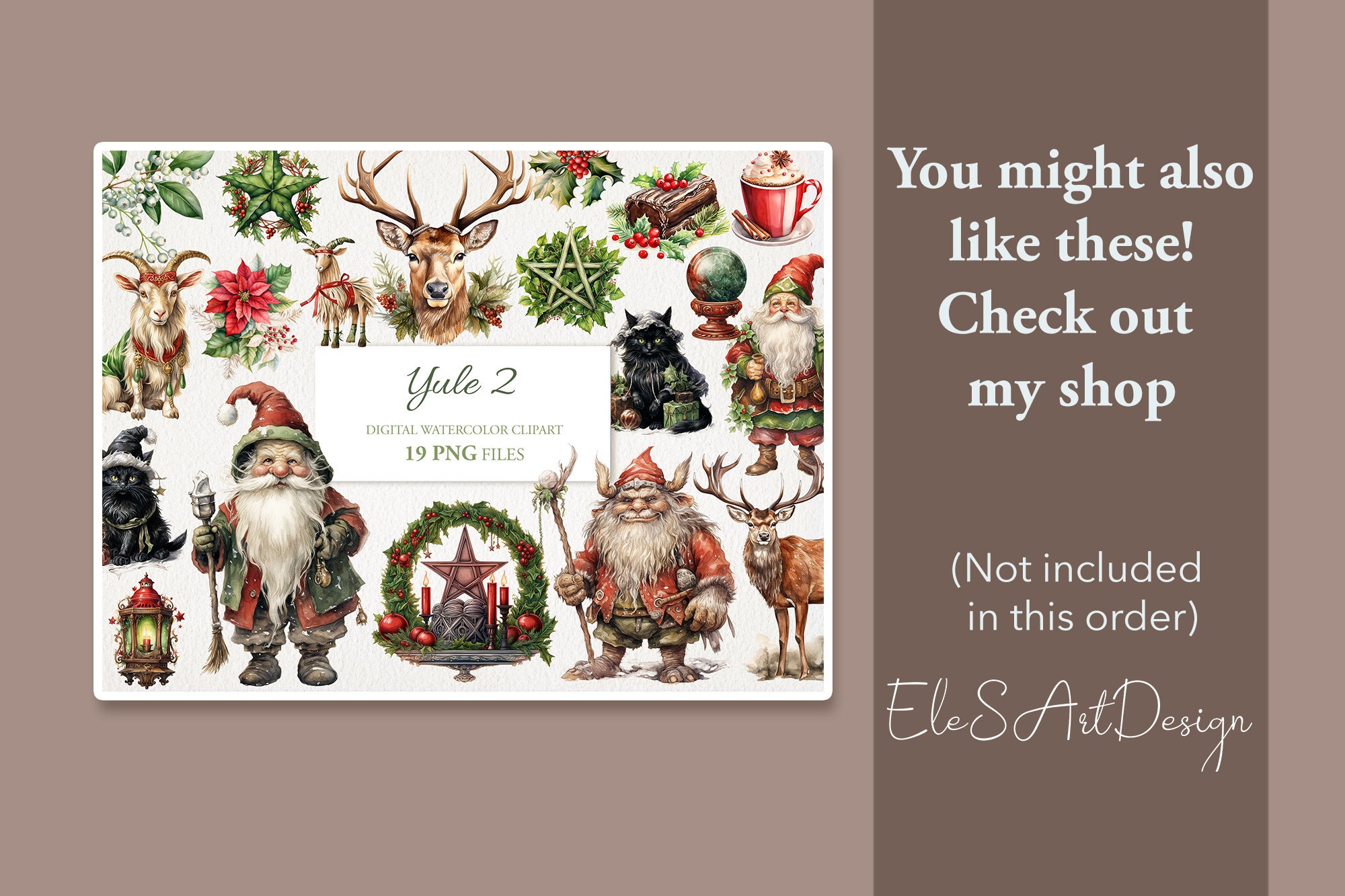 Yule Food Watercolor Clipart PNG Bundle. AI Illustration. Yule Log ...