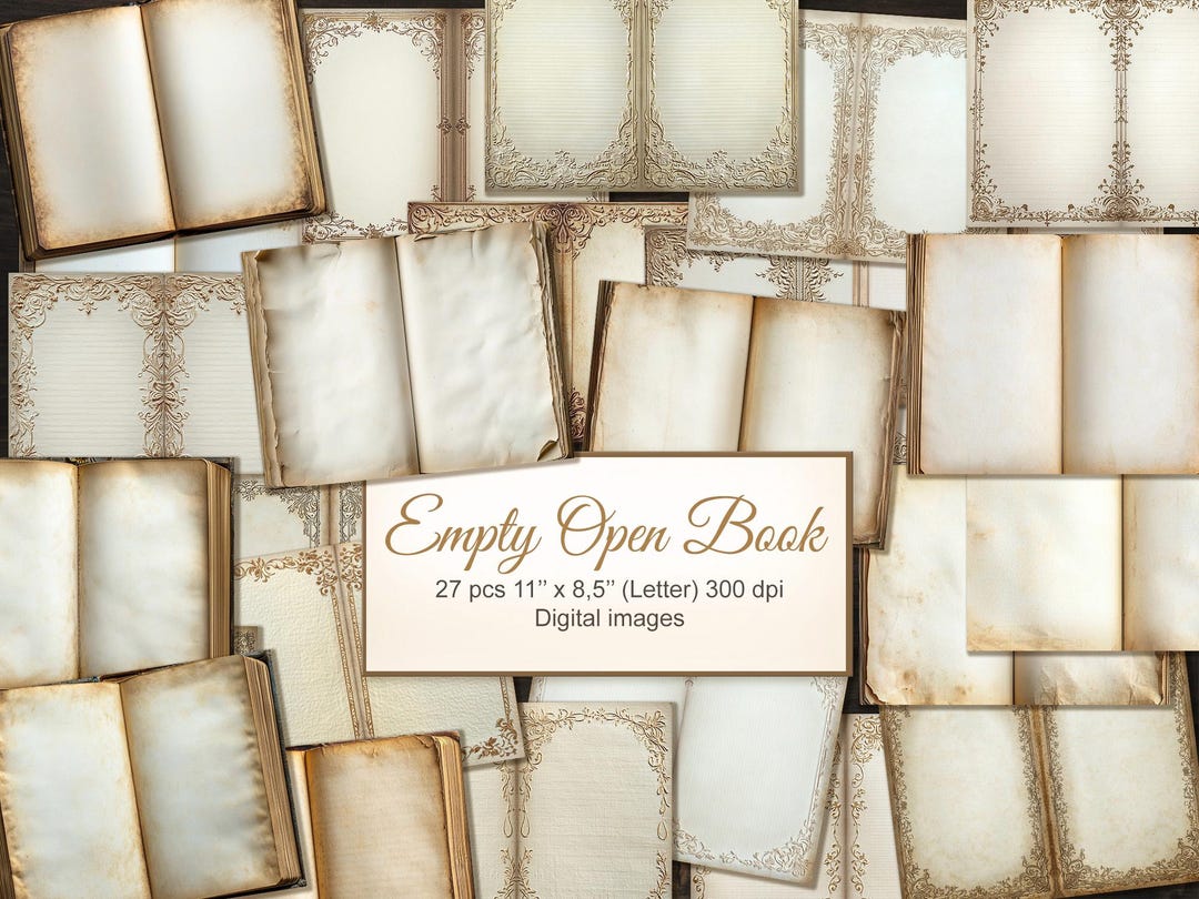 Open Empty Junk Journal Pages. Vintage Blank Papers With Frames Copy ...