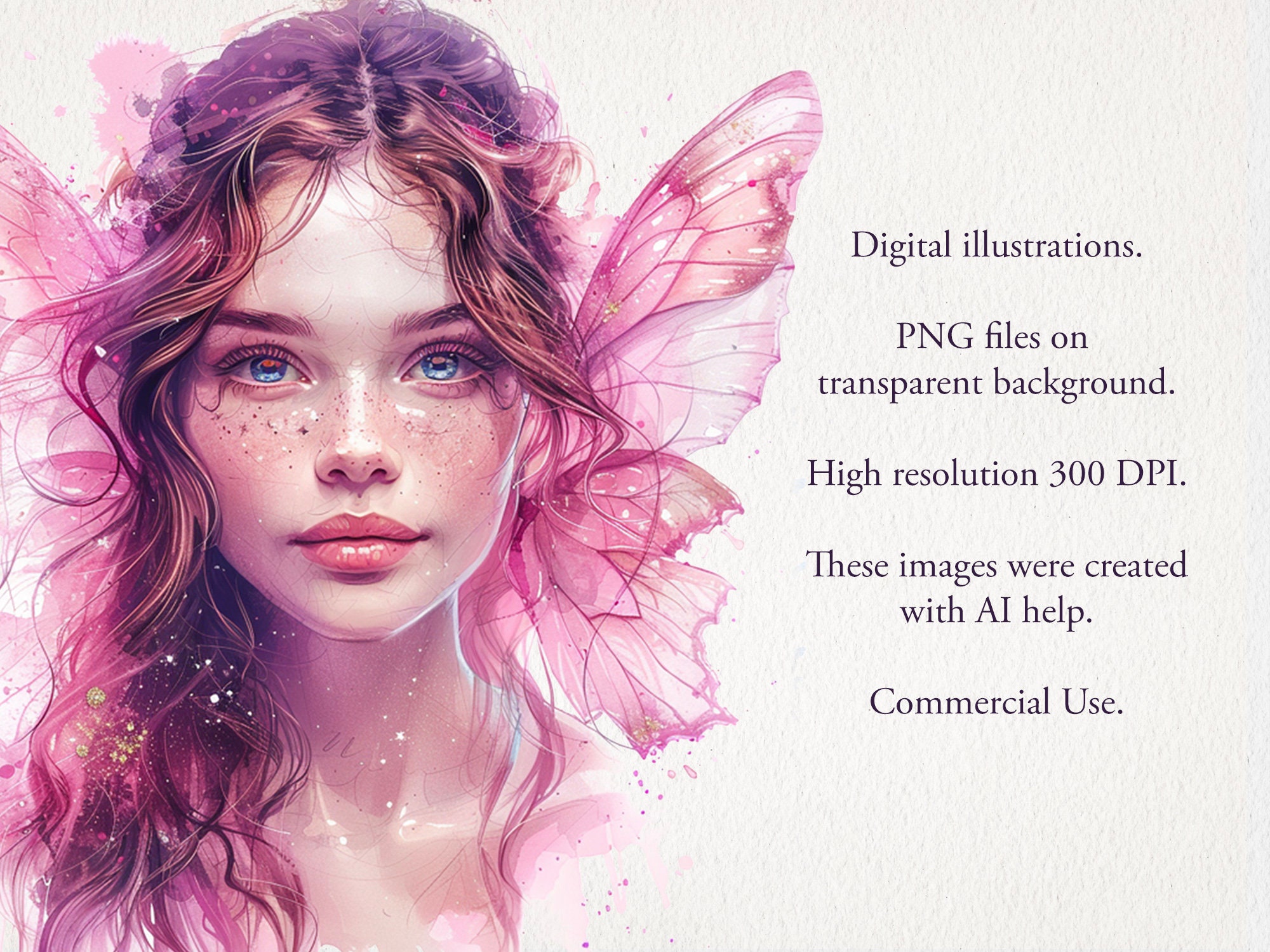Pink Fairy Witch Magic Witchcraft Watercolor Clipart PNG Bundle. AI ...
