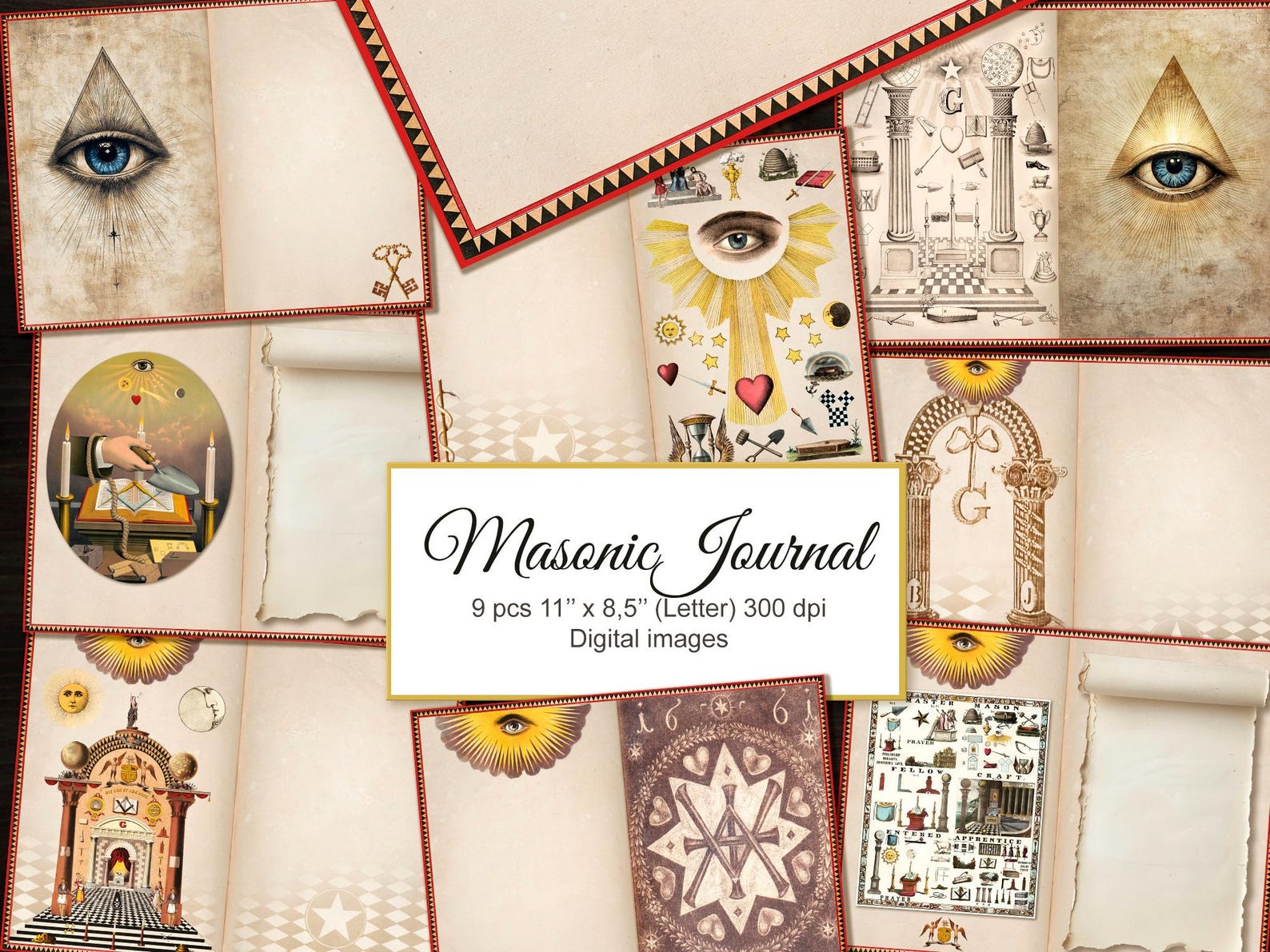 Masonic Junk Journal Pages. Printable Pages. Freemason, Esoteric ...
