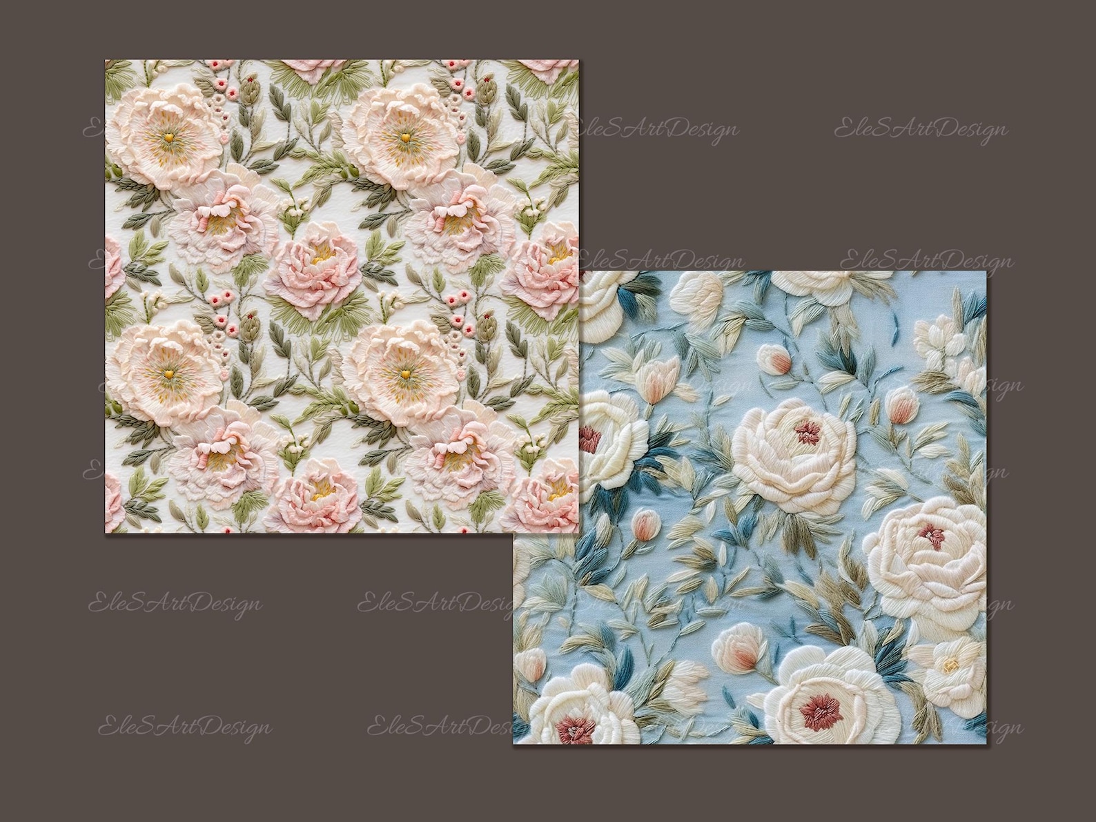 Floral Embroidery Fabric Pattern, Seamless Digital Paper. 26 PACK - Etsy