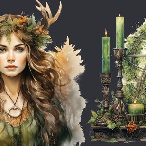 Earth Element Witch Witchcraft Watercolor Clipart PNG Bundle. AI ...