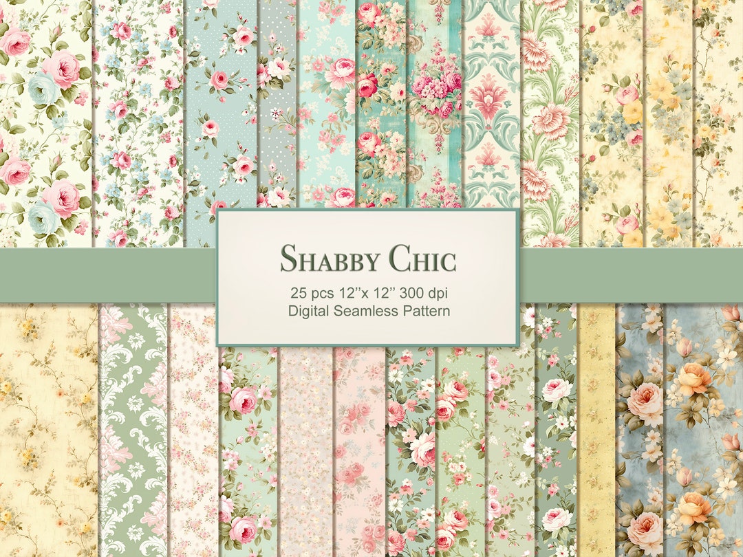 Shabby Chic Seamless Pattern Paper Pages. Vintage Fabric. Commercial ...