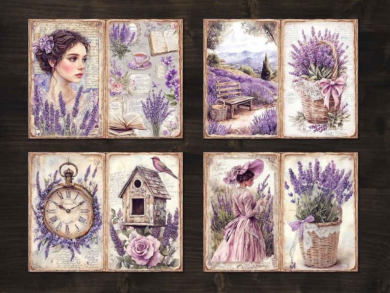 Lavender Cottage Printable Double Pages. French Provence Shabby Chic ...