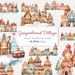 Gingerbread Village Magic Houses Christmas Winter Watercolor Clipart ...