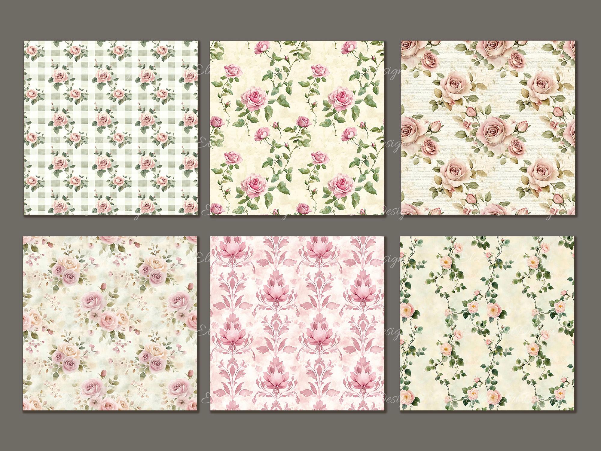 Roses Flowers Watercolor Floral Seamless Pattern. Digital Craft Paper ...