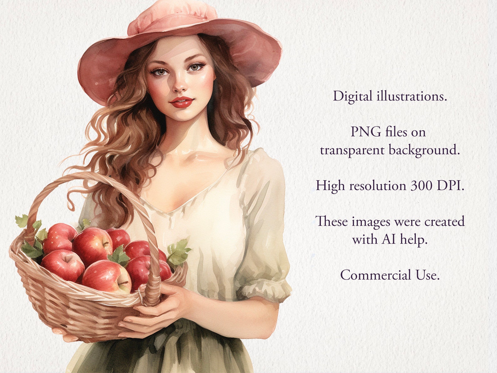 Apple Farm Summer Watercolor Clipart PNG Bundle. AI Illustration ...
