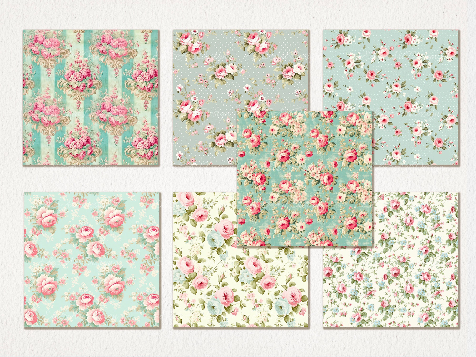 Shabby Chic Seamless Pattern Paper Pages. Vintage Fabric. Commercial ...