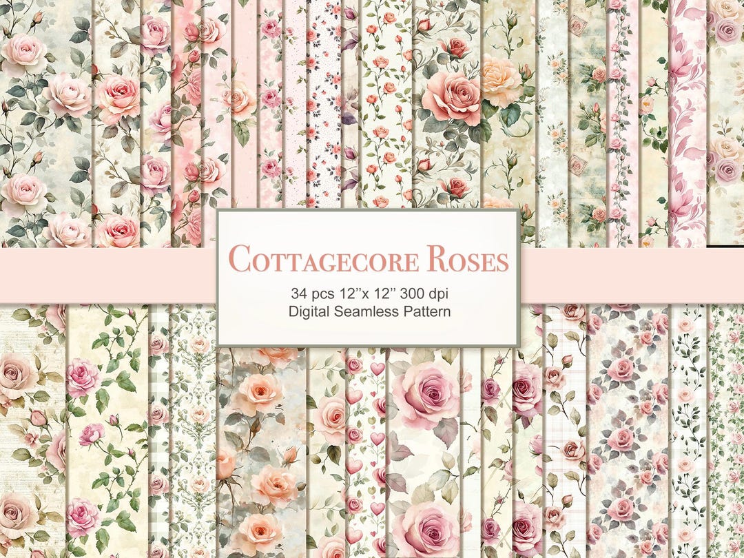 Roses Flowers Watercolor Floral Seamless Pattern. Digital Craft Paper ...