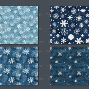 Simple Snowflakes Blue White Winter Seamless Watercolor Pattern ...