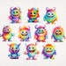 Cute Rainbow Monster Watercolor Clipart PNG Bundle. Children Nursery ...