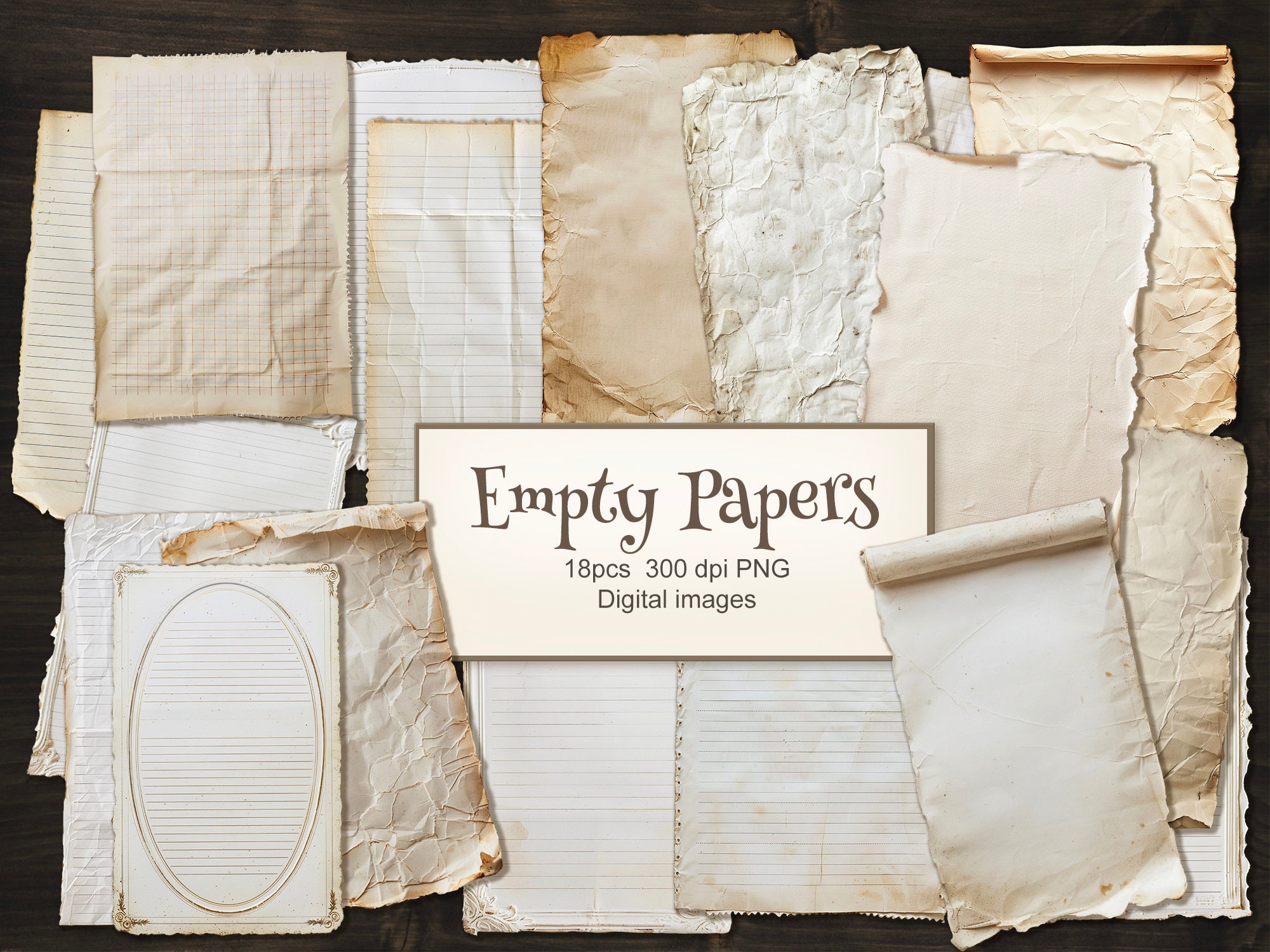 18 PNG Empty Sheets of Paper. Vintage Old Paper Parchment for Junk ...