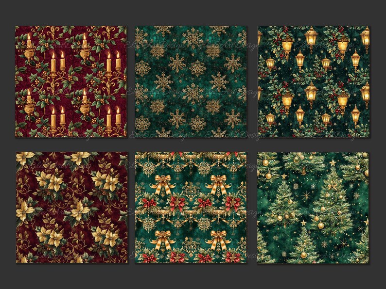 Victorian Christmas Seamless Pattern. Digital Craft Paper Bundle ...
