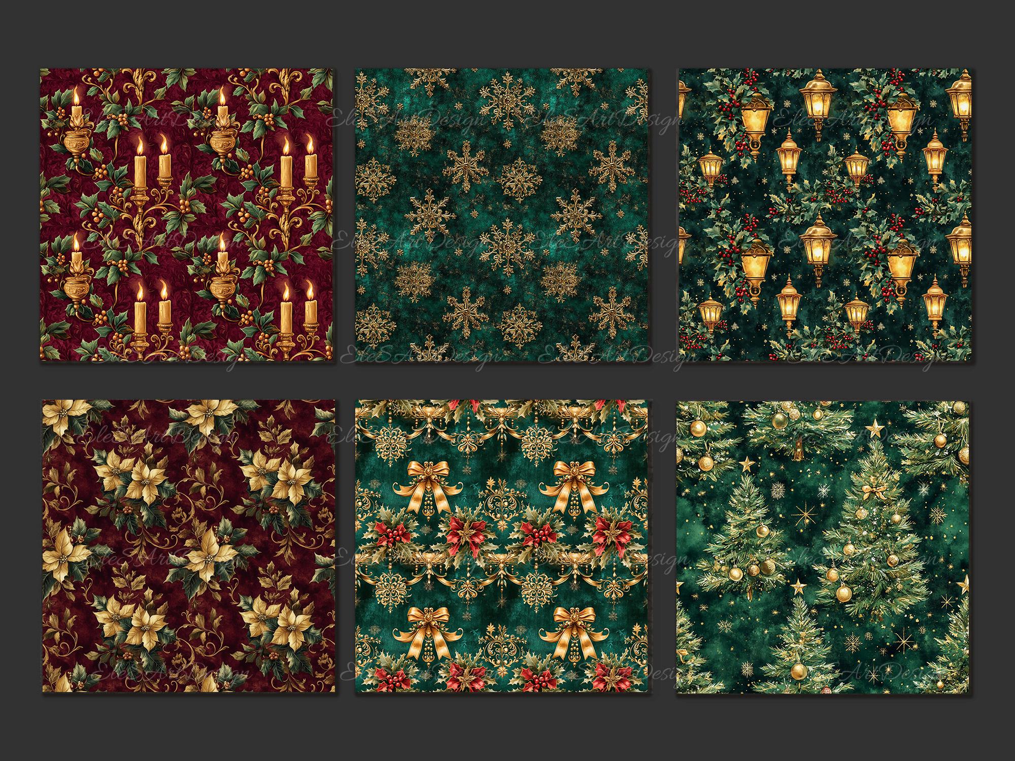 Victorian Christmas Seamless Pattern. Digital Craft Paper Bundle ...