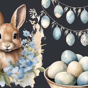 Country Farmhouse Easter Watercolor Clipart PNG Bundle. AI Illustration ...