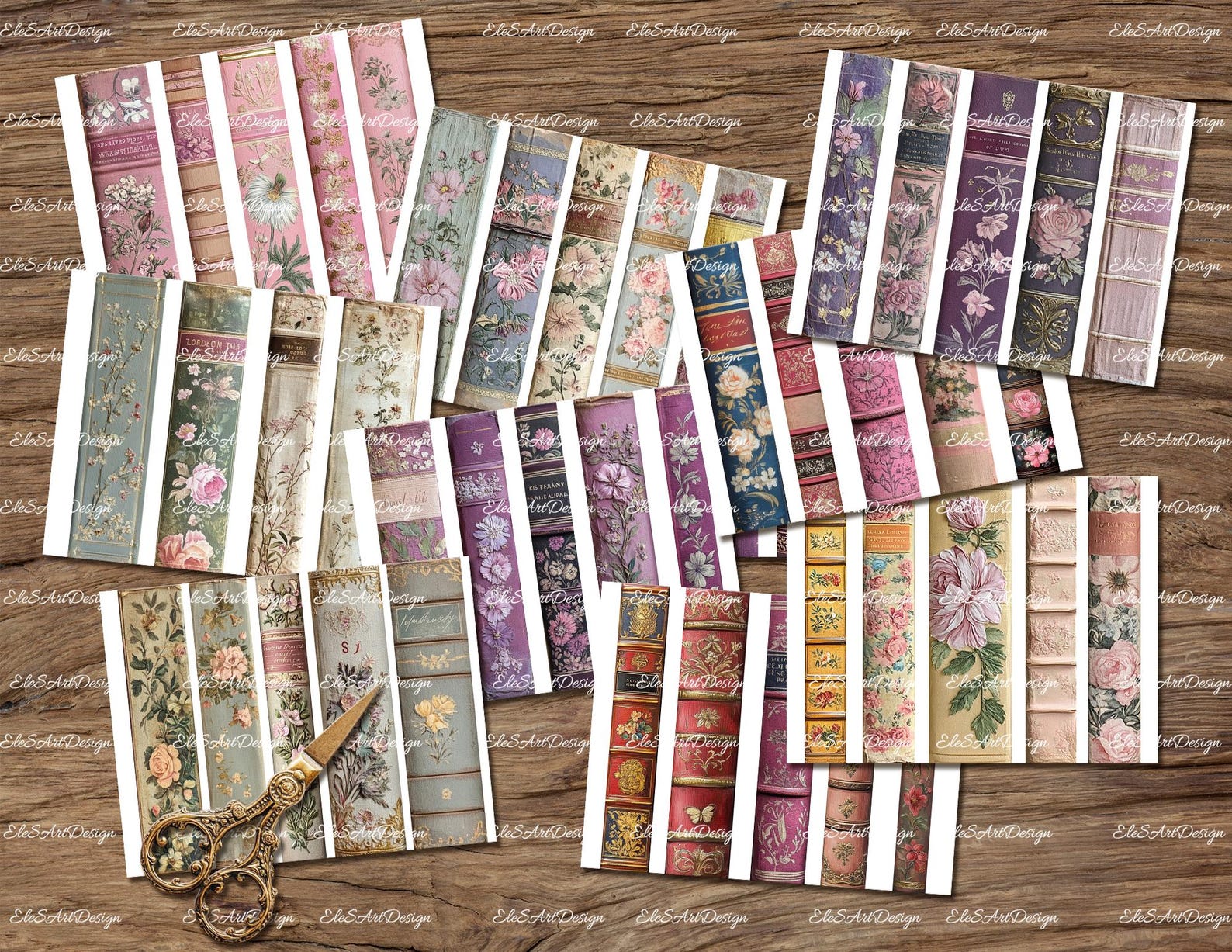 Vintage Victorian Book Spines for Junk Journal. Digital Download. 49 ...