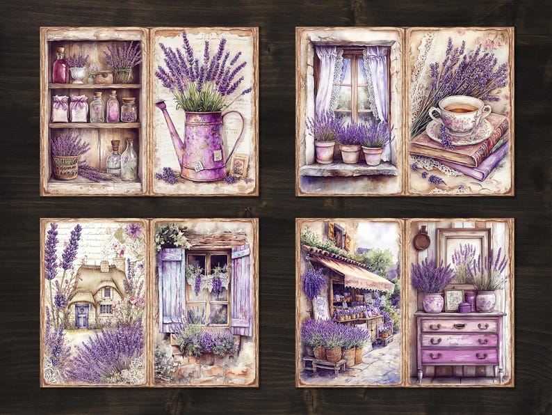 Lavender Cottage Printable Double Pages. French Provence Shabby Chic ...