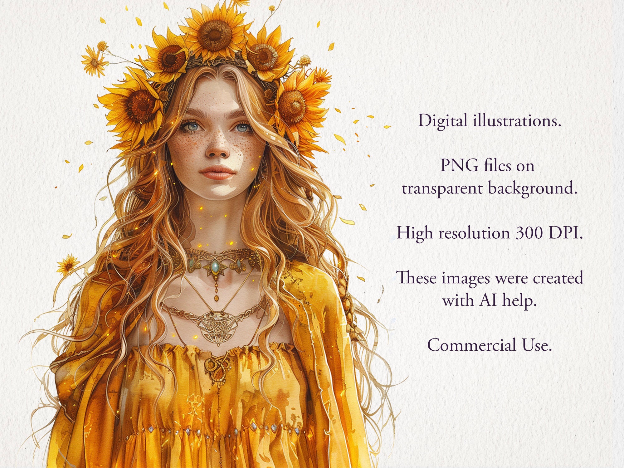 Solar Witch Sun Witchcraft Watercolor Wiccan Clipart PNG Bundle. AI ...