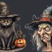 Creepy Halloween Witch Watercolor Clipart. Spooky Witchy PNG Bundle ...