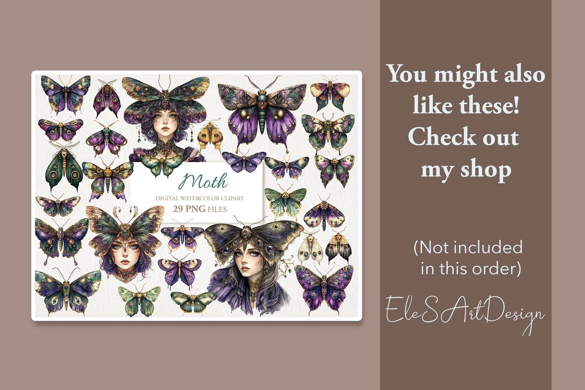 Moth Seamless Pattern. Witchy Digital Craft Paper Bundle. Commercial ...