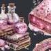 Pink Fairy Witch Magic Witchcraft Watercolor Clipart PNG Bundle. AI ...