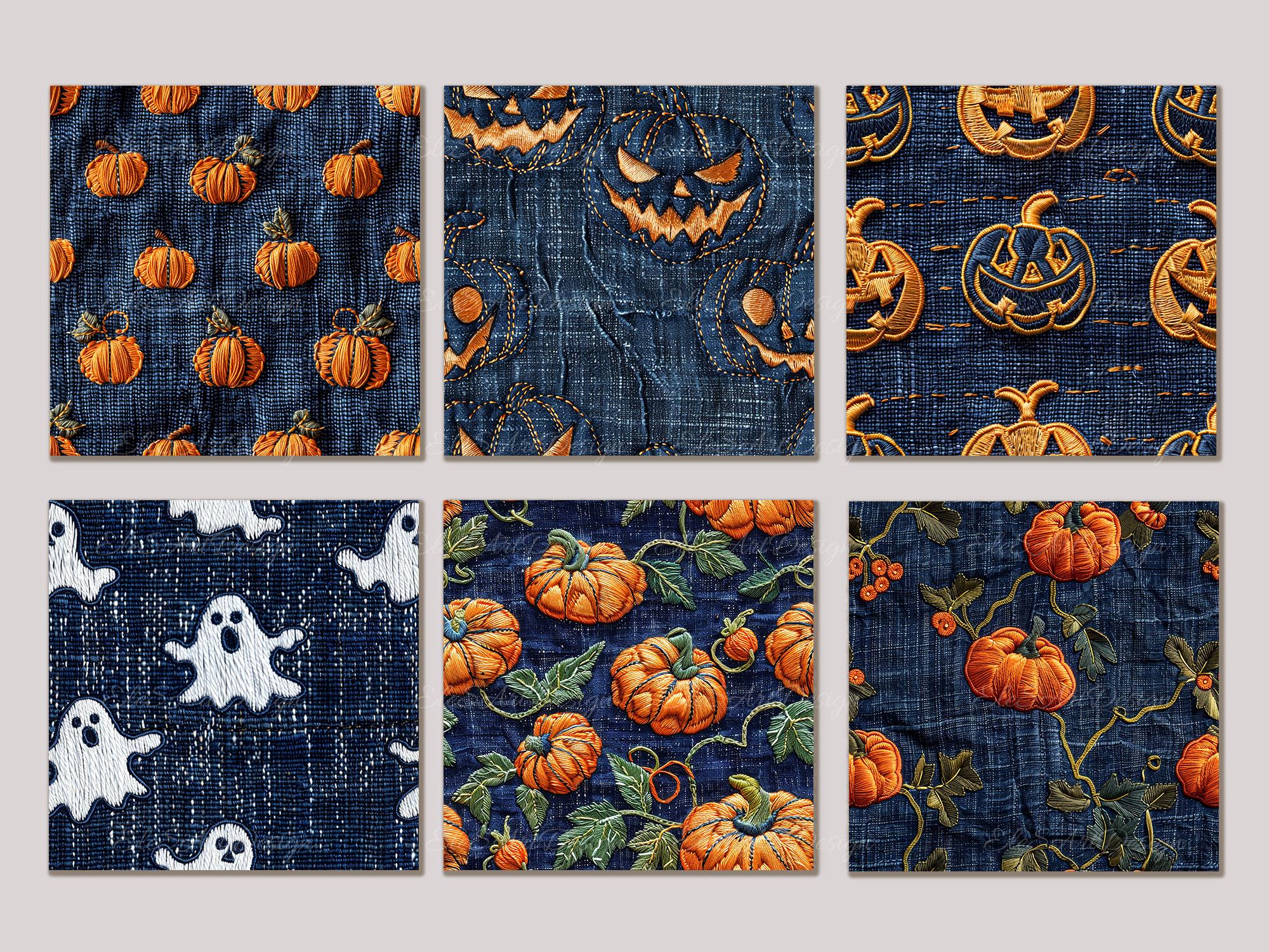 Halloween Jeans Denim Seamless Pattern Paper Pages. Commercial Use ...