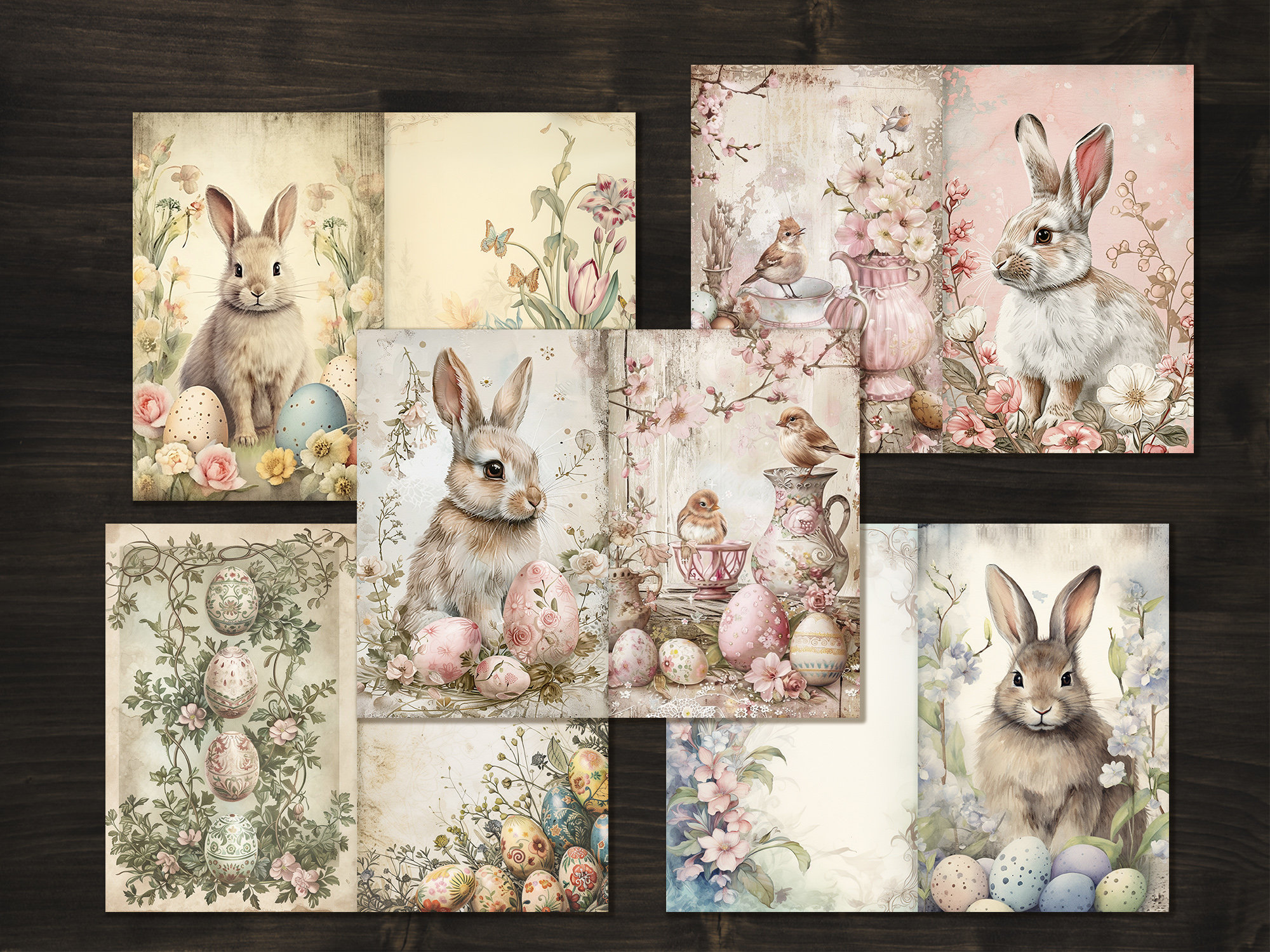 Easter Junk Journal Printable Pages. Letter Size. Bunny Rabbit Birds ...