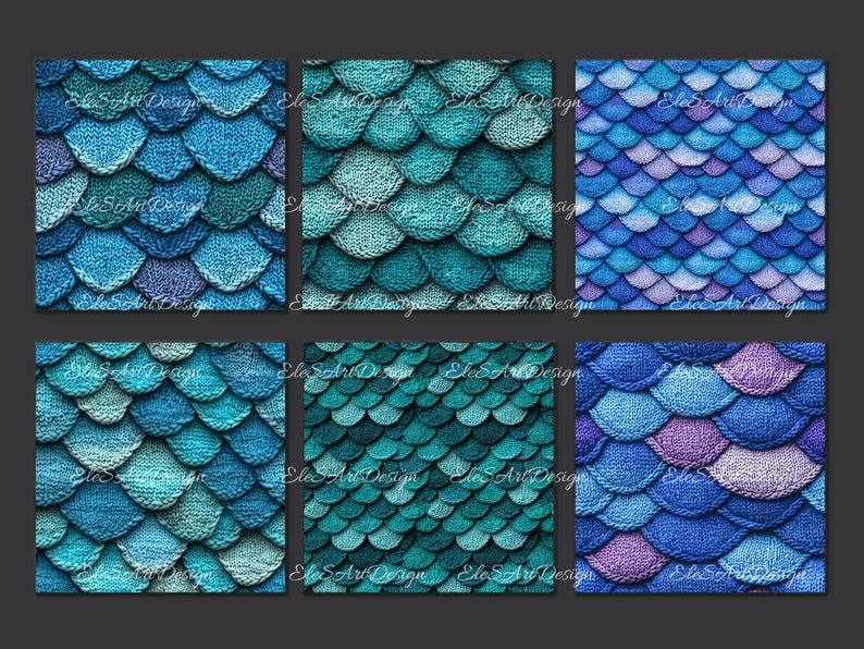Knitted Mermaid Fish Scales Seamless Pattern. Commercial Use. Crafting ...