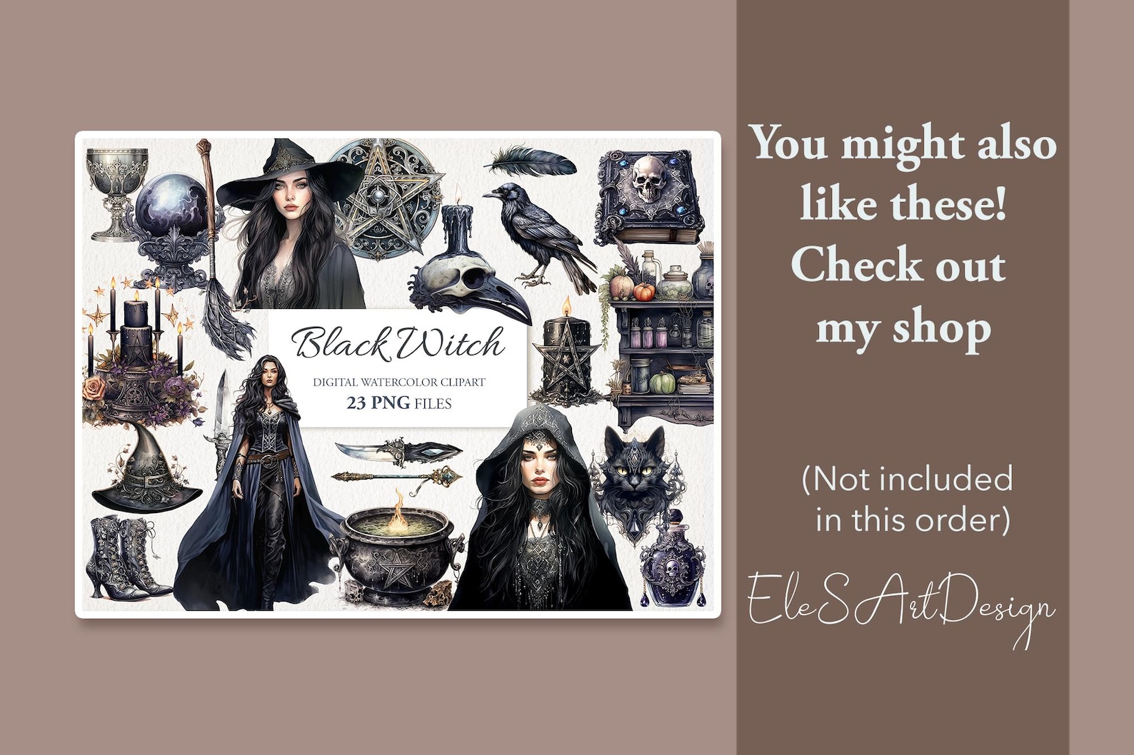 Vintage Samhain Wiccan Magic Line Art Clipart Bundle. Wicca Halloween ...