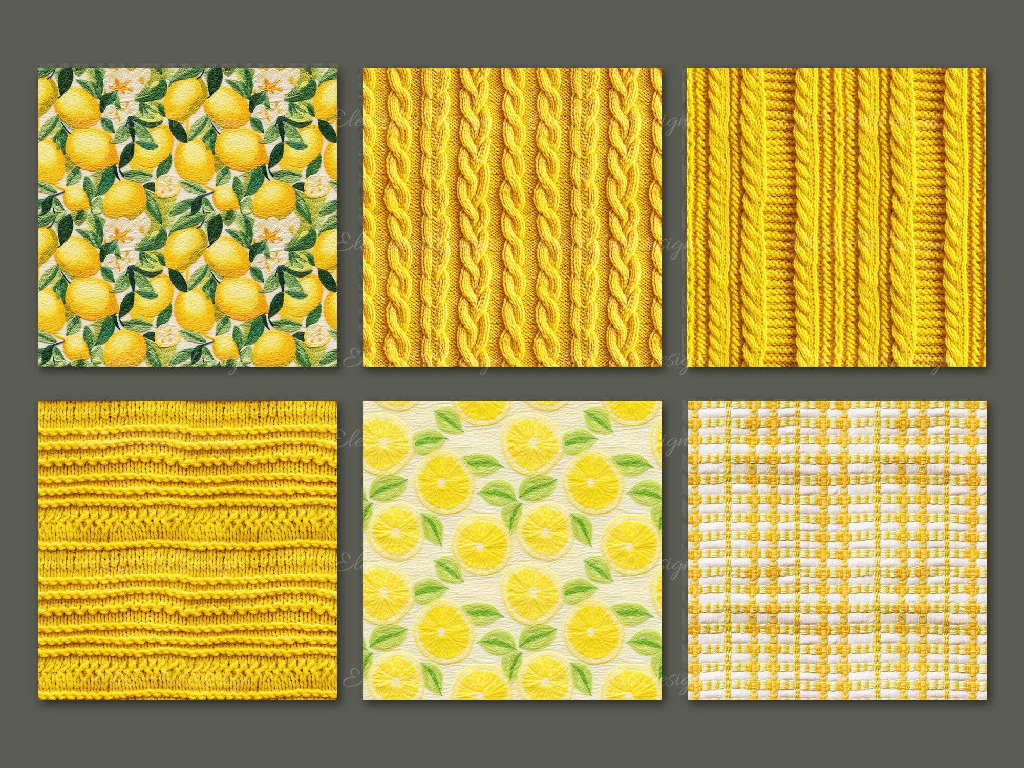 Cozy Lemon Seamless Pattern. Knitted Felted Embroidered Texture Digital ...