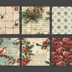 Victorian Vintage Christmas Seamless Pattern. Texture Digital Craft ...