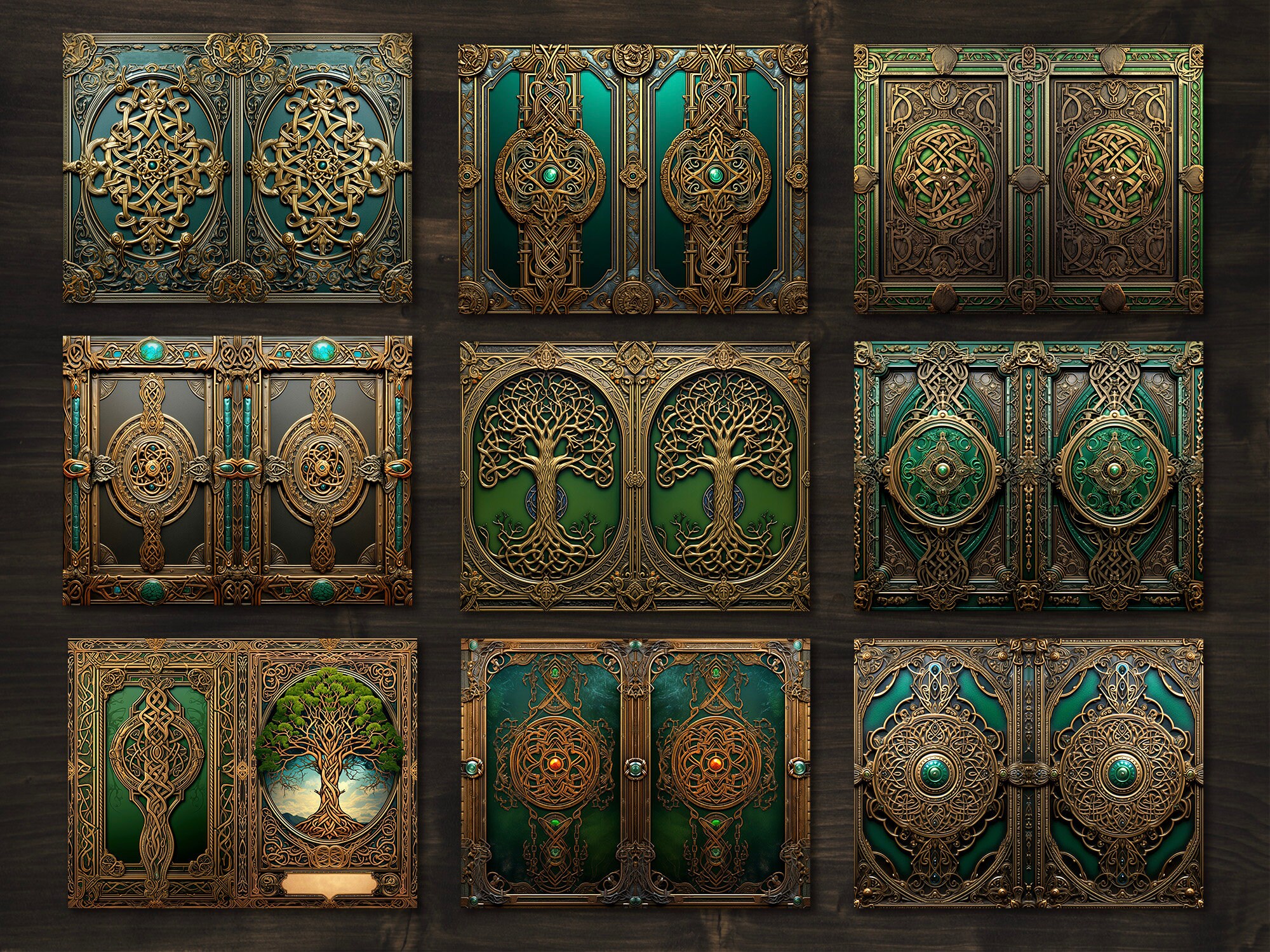 Green Golden Junk Journal Covers. Digital Download. Printable Celtic ...